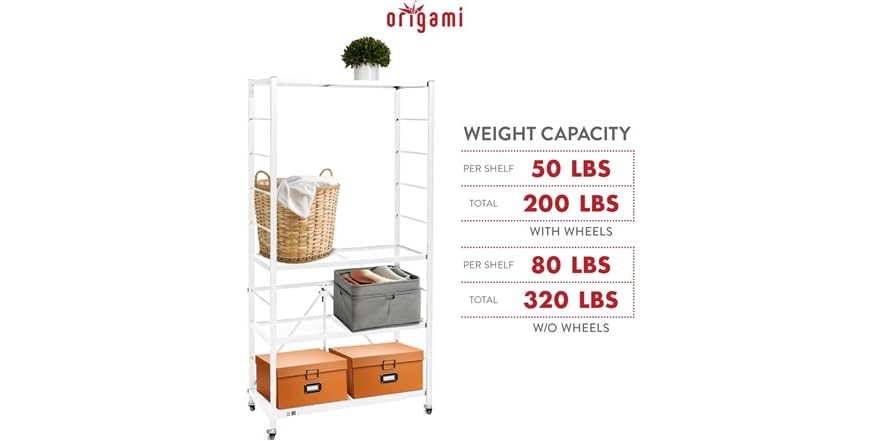 Origami 4 Tier Adjustable Shelf Rack - White
