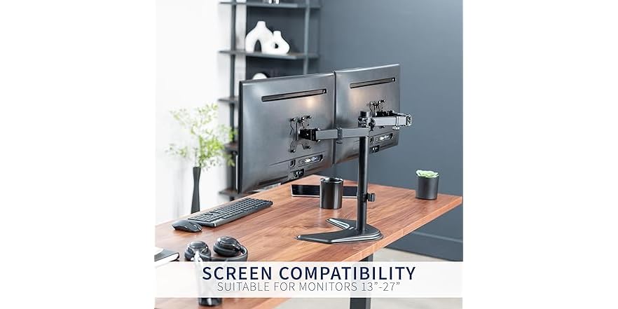 Dual Monitor Free-Standing Desk Stand