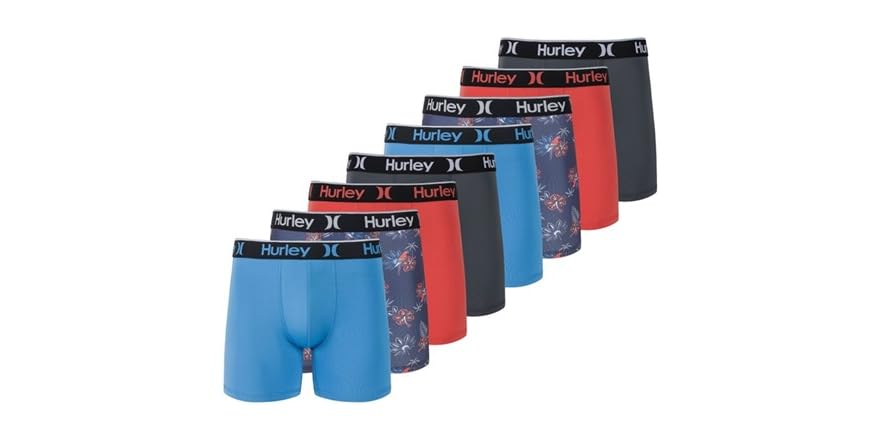 Hurley Men's 8-Pack Boxer Briefs