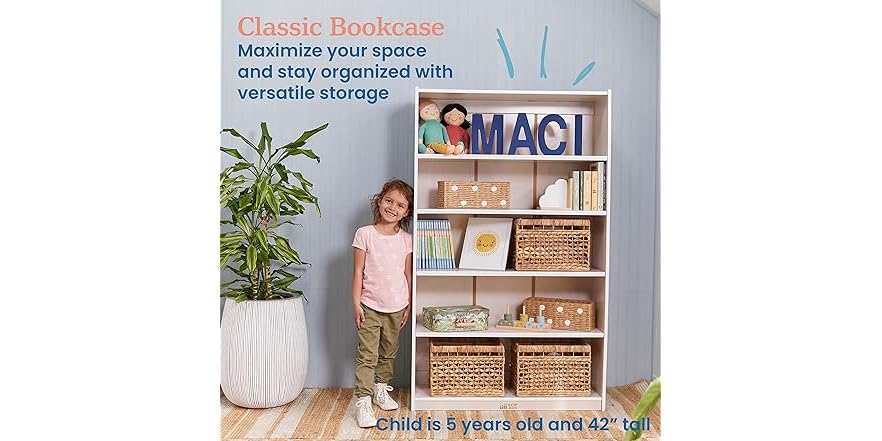 Ecr4kids Classic Bookcase 60in White Wash