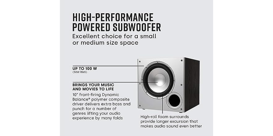 (NEW) Polk Audio PSW10 10" 100 Watt Powered Subwoofer