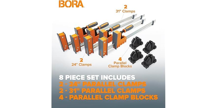 BORA 571650 8pc 24in & 40in Parallel Clamp Set