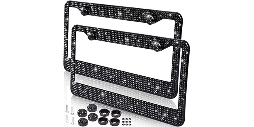 Zone Tech GA0071 Shiny Bling License Plate Frame 2 pk bling