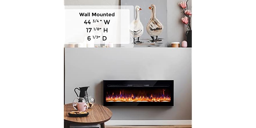 BizHomart 48 Inch Recessed & Wall Fireplace