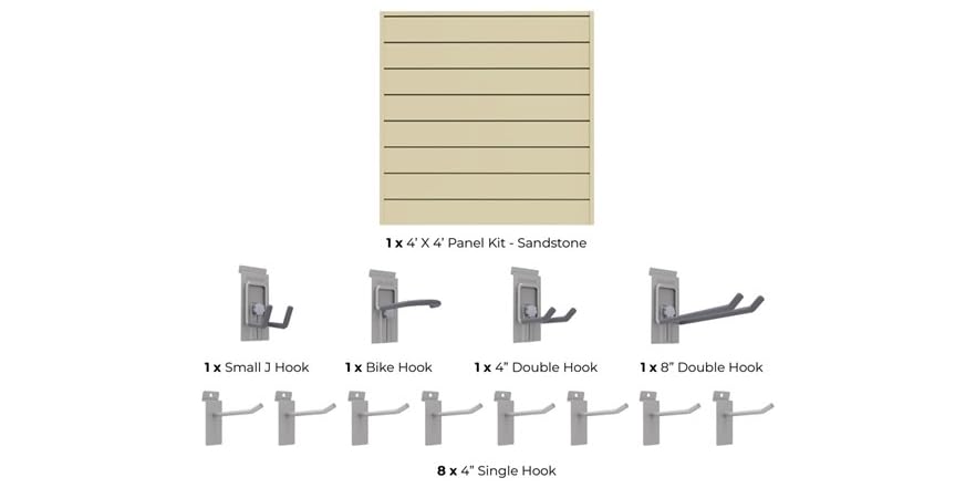 CrownWall 4'x4' Panel 6" Slat Wall Kit w/12pc hook