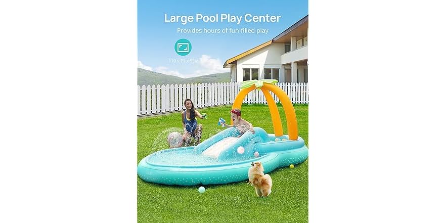 Evajoy Inflatable Play Center Kids Pool w/ Slide