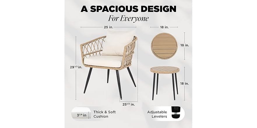 IDZO Wicker Bistro Set 2pc 500lb