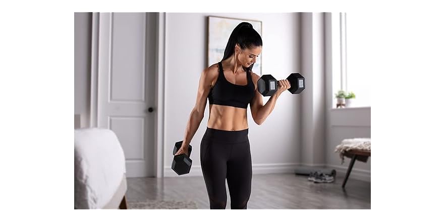 Weider Rubber Hex Dumbbell, Single, 10 lb