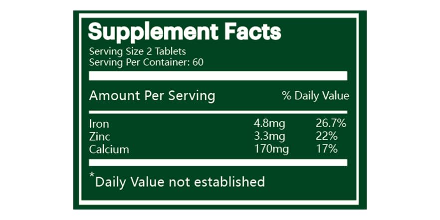 Calcium Zinc Iron Tablets 2 Pack