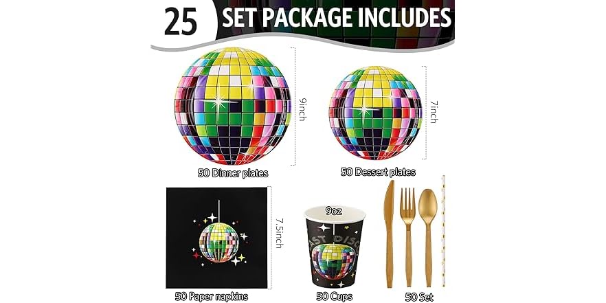 350 Pcs 70s Disco Party Supplies
