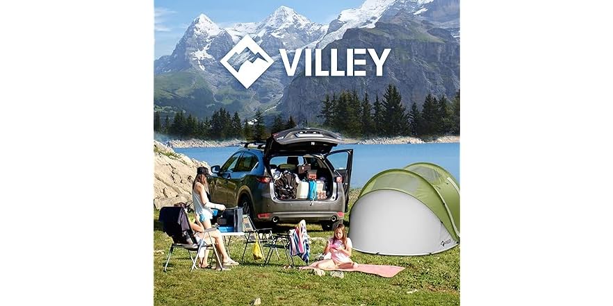 VILLEY 4 Person Easy Pop Up Tent, Waterproof