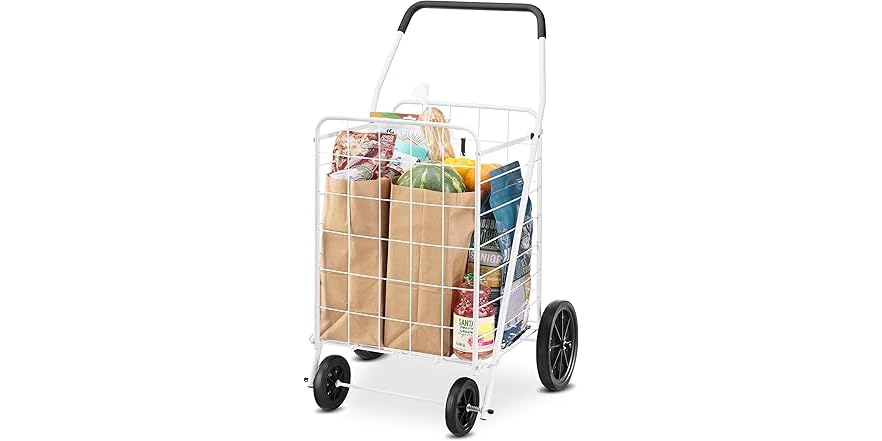 Whitmor Deluxe Utility Foldable Shopping Cart w Wheels