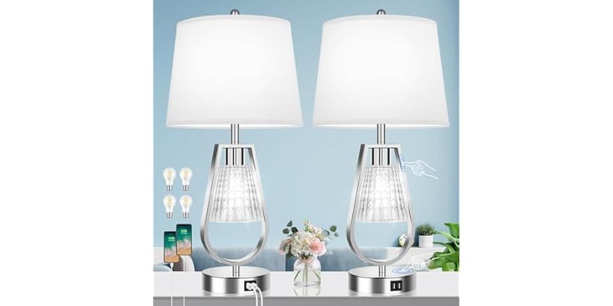 VerRon Set of 2 Touch Table Lamps