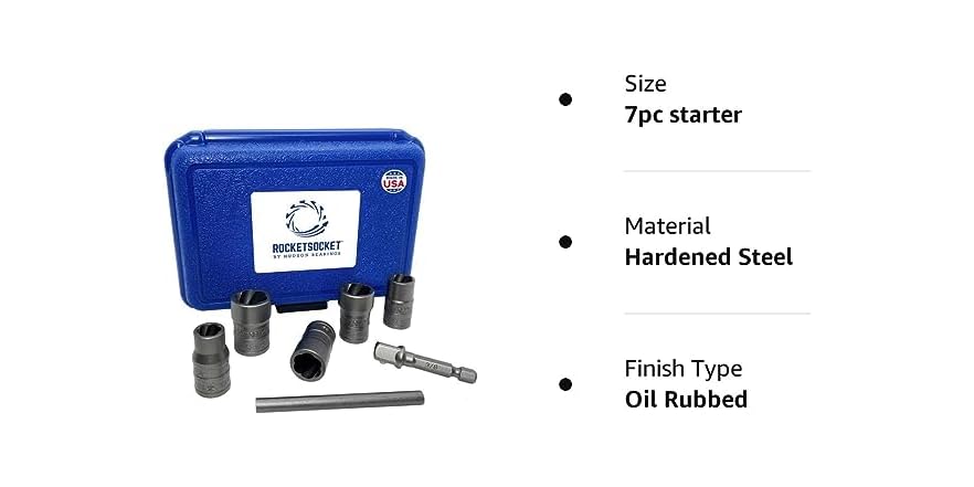 ROCKETSOCKET USA Made 7pc Extraction Socket Set