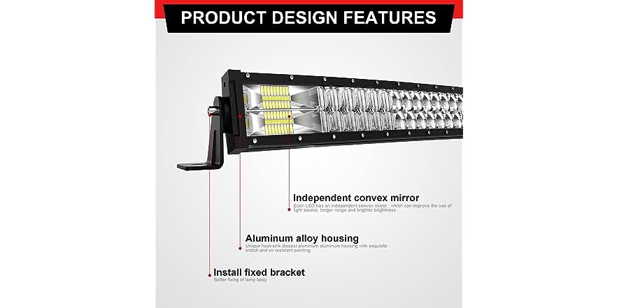 ASLONG 54 Inch LED Light Bar 312W Combo