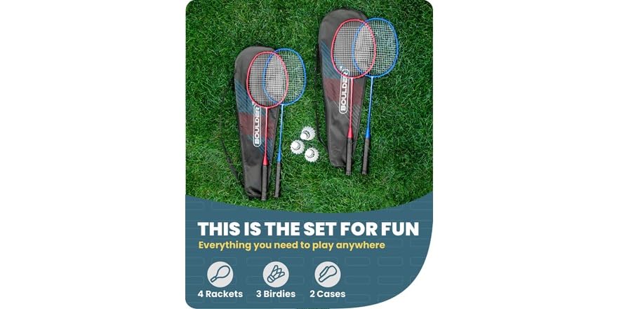Boulder Badminton Rackets Set of 4
