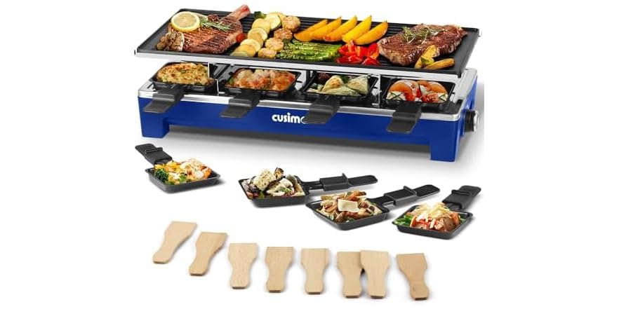 Indoor Portable 2 in 1 Electric Raclette Grill(Blue)