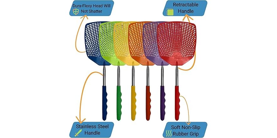 Bug & Fly Swatter – Retractable Extra long Extendable 6 Pack