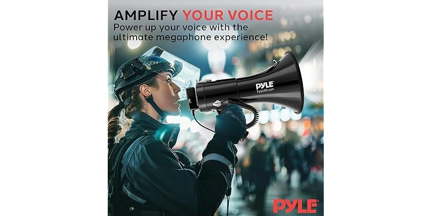 Pyle 50W Portable Megaphone Bullhorn Speaker with Microphone