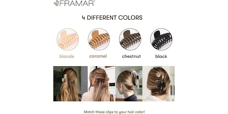 FRAMAR Large Hair Claw Clip 4ct