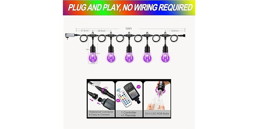 105ft RGB String Lights