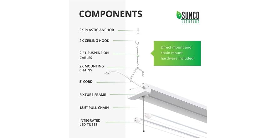 Sunco Lighting LED Utility Shop Lights 6pk
