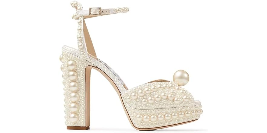 Goolita Open Toe Pearl Platform Heels