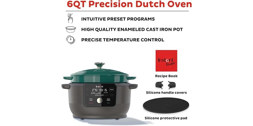 Instant Electric Round Dutch Oven, 6Qt