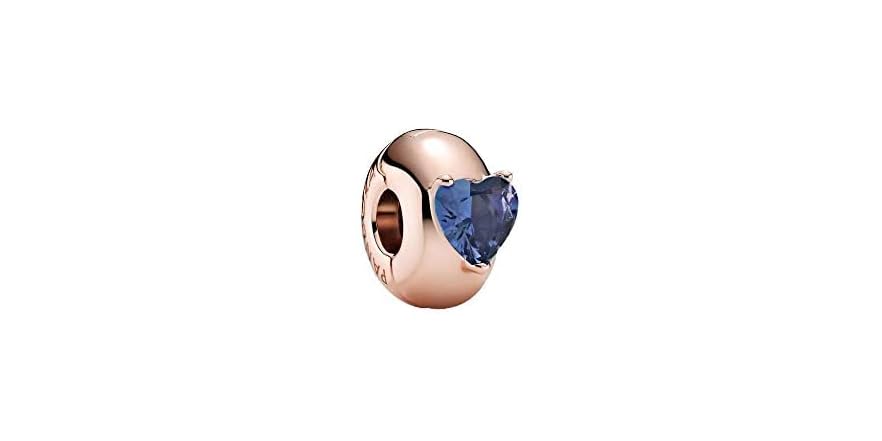 Pandora Blue Heart Solitaire Clip Charm