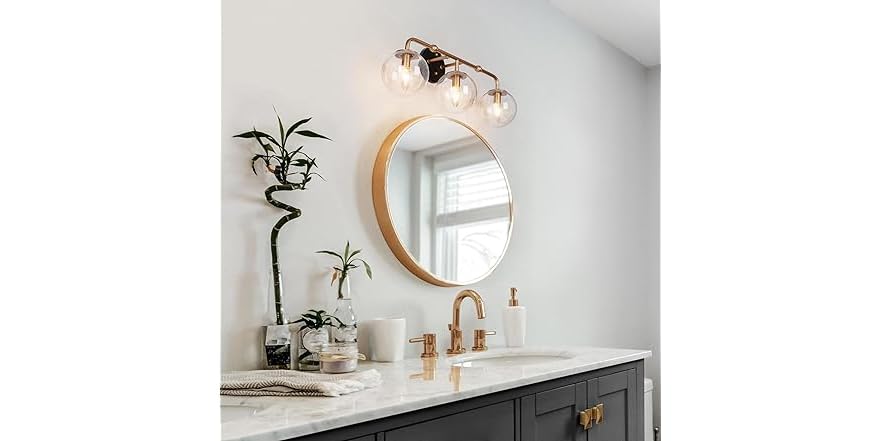 Classy Leaves 3-Light Black Gold Bathroom Light Fixture