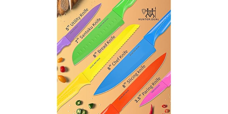 HUNTER.DUAL Knife Set, 12-PC Colorful Kitchen Knife Set