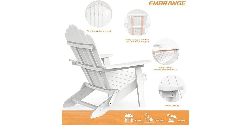 EMBERRANGE Folding Adirondack Chair