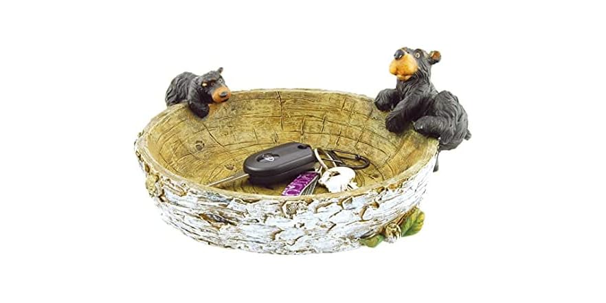 Wilcor Decorative Resin Black Bear Bowl, 8"