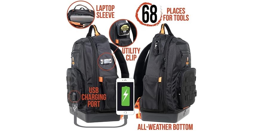 Rugged Tools Worksite Tool Backpack