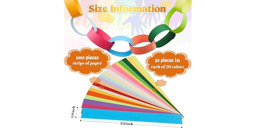 1000 Sheets Bright Paper Chain Strips