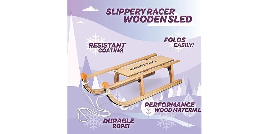 Slippery Kids Wooden Foldable Snow Sled