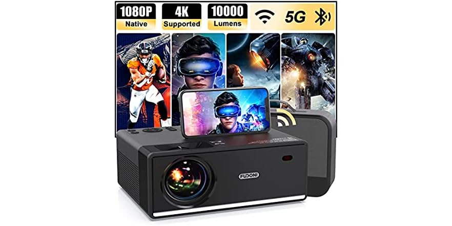 FUDONI HD Outdoor Projector, Black