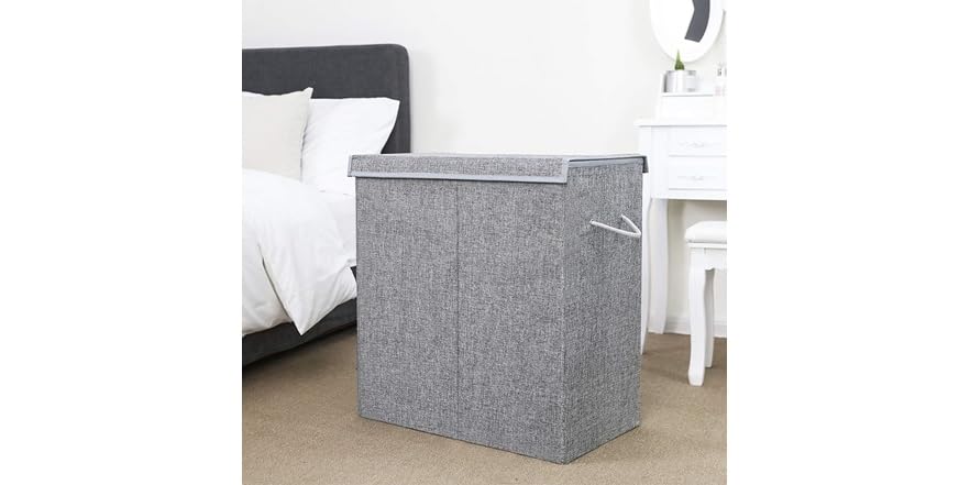 SONGMICS Divided Clothes Hamper with Magnetic Lid