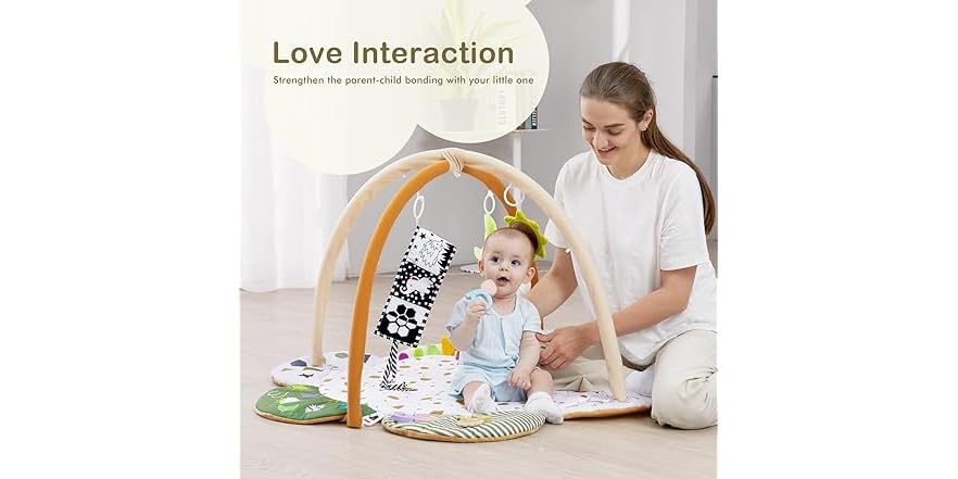 5-in-1 Baby Play Gym Mat, Tummy Time Activity Mat with 7 Toys for Stage ...