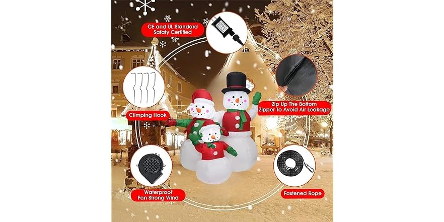 5FT Inflatable Snowman Family W/ LEDs