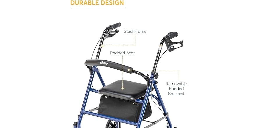 Drive Medical 4-Wheel Walker With Seat