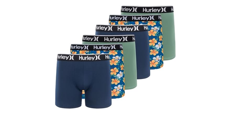 Hurley Men's 6 Pack Regrind Boxer Brief