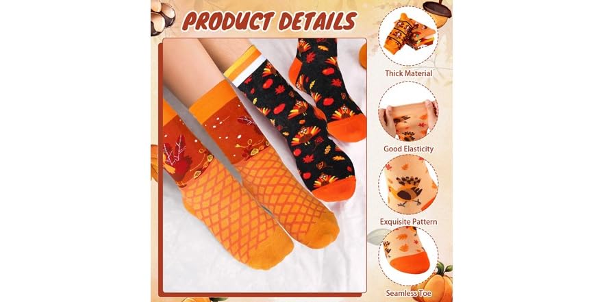 24 Pairs Thanksgiving Women Fall Socks