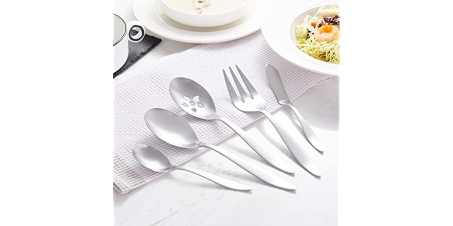 Amazon Basics 65-Pc Stainless Steel Flatware Set