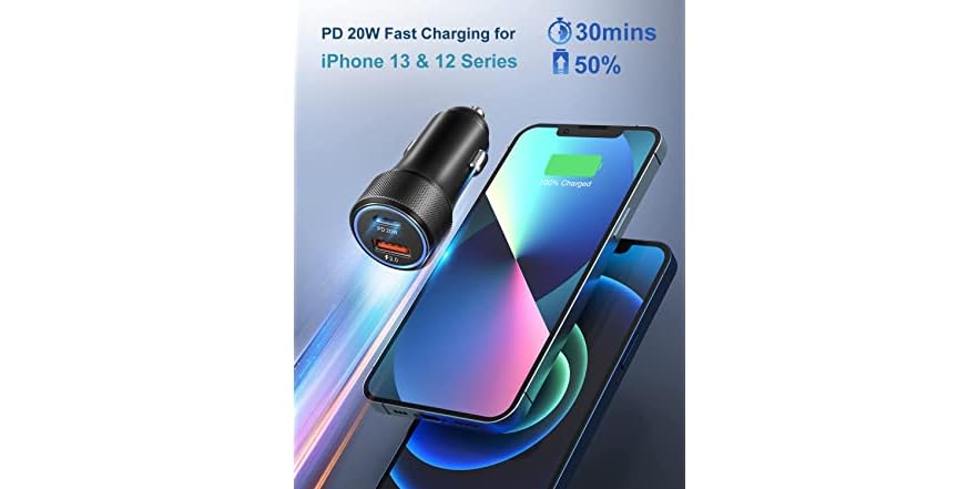(3 Pack) OKRAY 36W USB & USB-C Car Charger