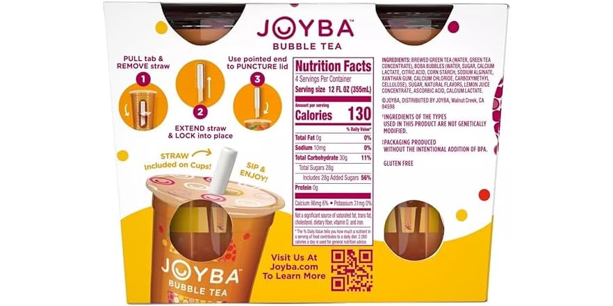 JOYBA Mango Passion Fruit Green Bubble Tea 4pk