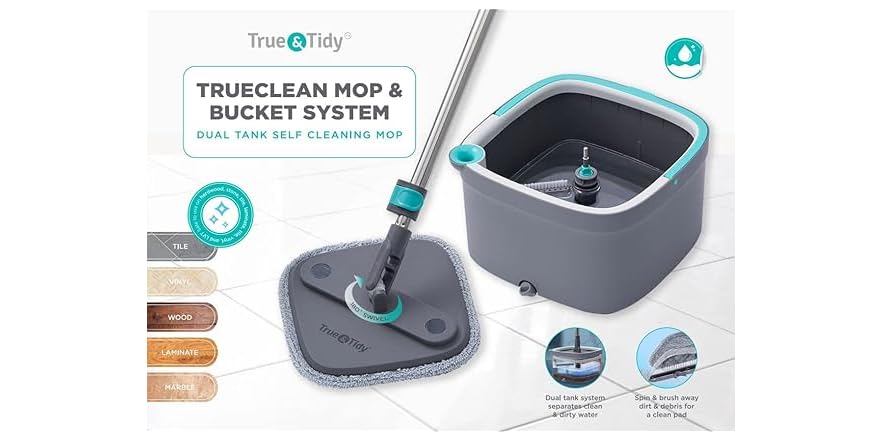 True & Tidy True Clean Square Mop & Bucket