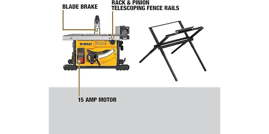 DEWALT DWE7485WS Portable Table Saw with Stand