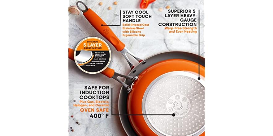 MasterChef 5 PC Fry Pan Set Orange