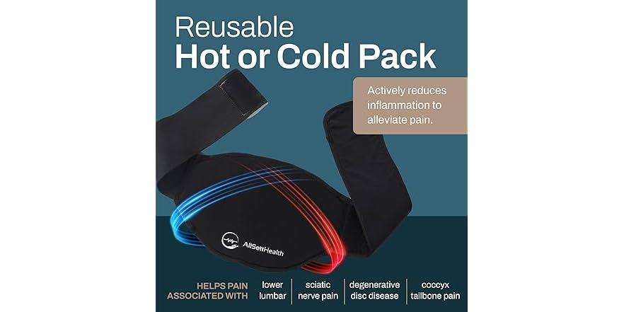 (2 Pack) Adjustable Lower Back Pain Wrap for Hot and Cold Therapy